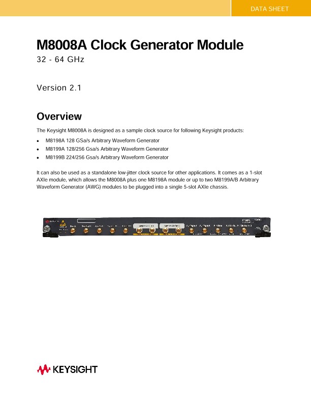M8008A Clock Generator Module PDF Asset Page | Keysight