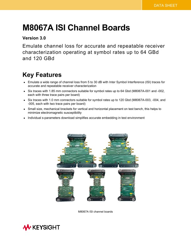 M8067A ISI Channel Boards PDF Asset Page | Keysight