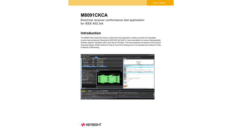 M8091CKCA Receiver Conformance Test Application for IEEE 802.3ck | Keysight