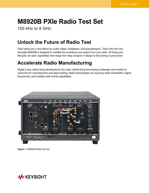M8920B PXIe Radio Test Set PDF Asset Page | Keysight
