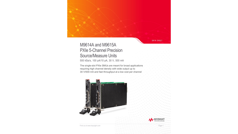 M9615A PXIe 5-channel Precision Source/Measure Unit, 500 kSa/s, 10 pA ...