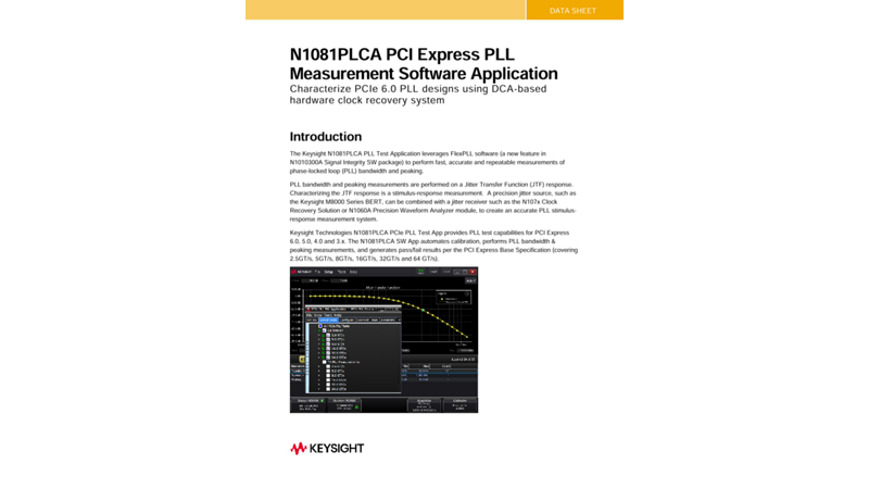 N1081PLCA PCI Express PLL Test Application | Keysight