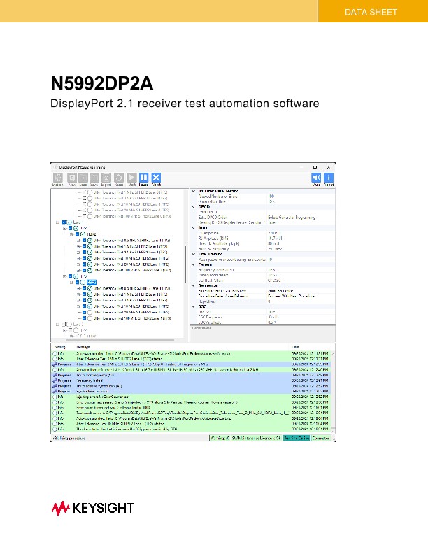 N5992DP2A DisplayPort 2.1 Receiver Test Automation Software PDF Asset ...