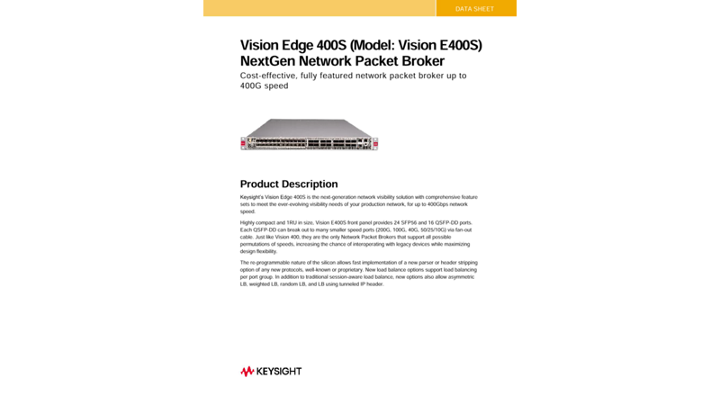 Vision Edge 400S Network Packet Broker - SYS-VE400S-BASE-AC | Keysight