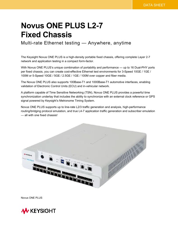 Novus ONE PLUS L2-7 Fixed Chassis PDF Asset Page | Keysight