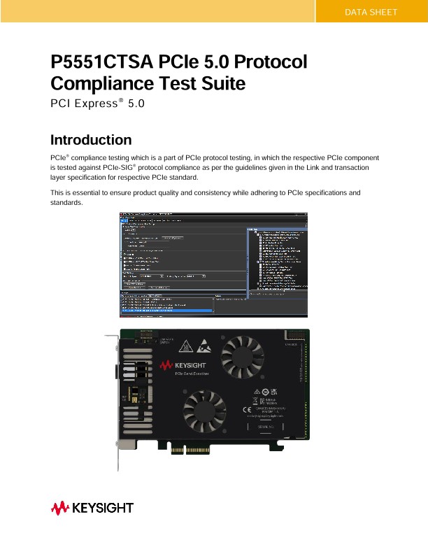 P5551CTSA PCIe 5.0 Protocol Compliance Test Suite PDF Asset Page | Keysight