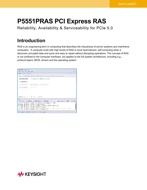 P5551PRAS PCI Express RAS PDF Asset Page | Keysight