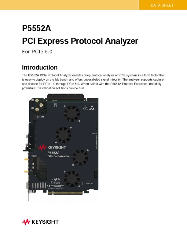 P5552A PCI Express Protocol Analyzer PDF Asset Page | Keysight