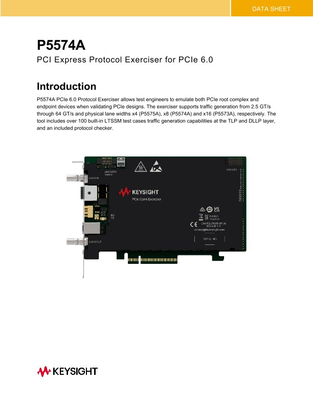P5574A PCI Express Protocol Exerciser for PCIe 6.0 PDF Asset Page ...