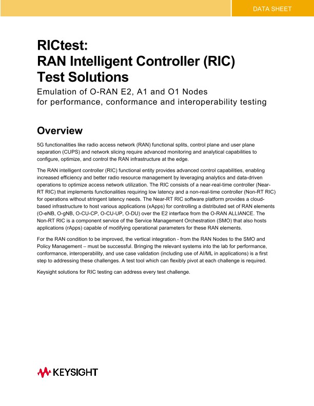 RICtest: RAN Intelligent Controller (RIC) Test Solutions PDF Asset Page ...