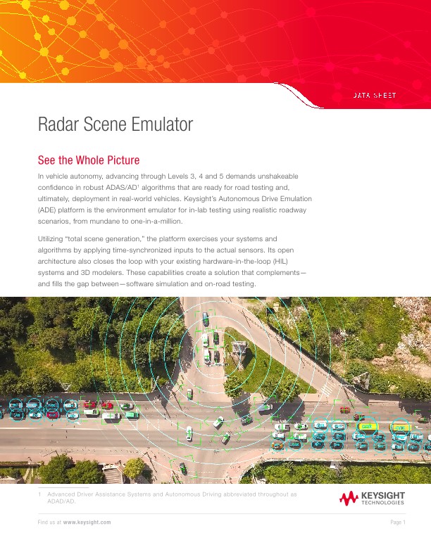 Radar Scene Emulator PDF Asset Page | Keysight