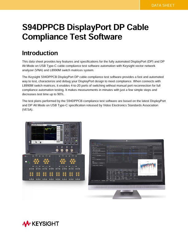 S94DPPCB DisplayPort DP Cable Compliance Test Software PDF Asset Page ...