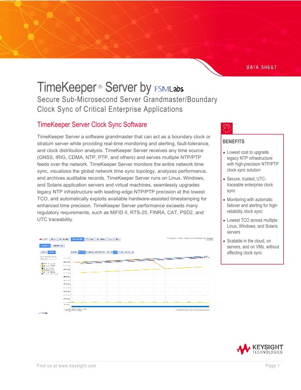 TimeKeeper Server by FSM Labs PDF Asset Page | Keysight