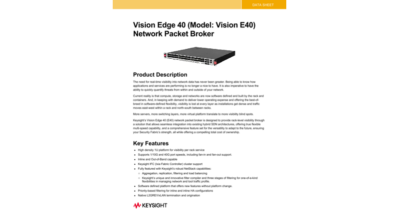 Vision Edge 40 24PG Network Packet Broker - SYSE40-24PG-AC | Keysight