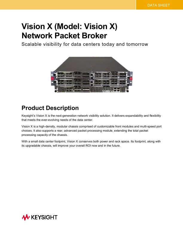 Vision X (Model: Vision X) Network Packet Broker PDF Asset Page | Keysight