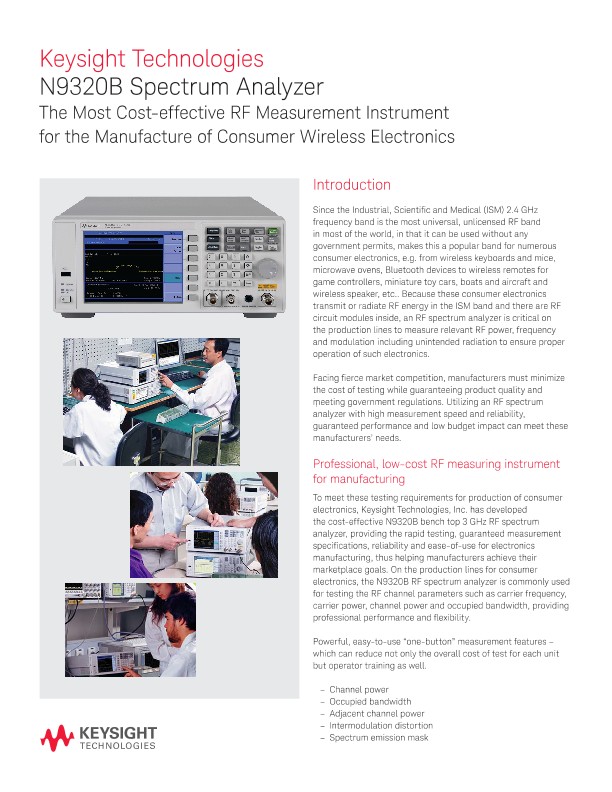 N9320B Spectrum Analyzer PDF Asset Page | Keysight