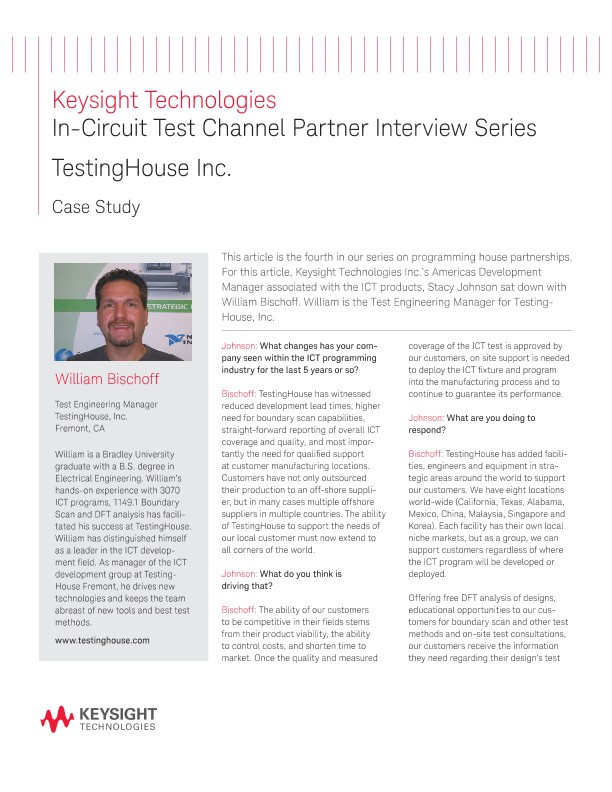In-Circuit Test Channel Partner Interview Series—TestingHouse Inc. PDF ...