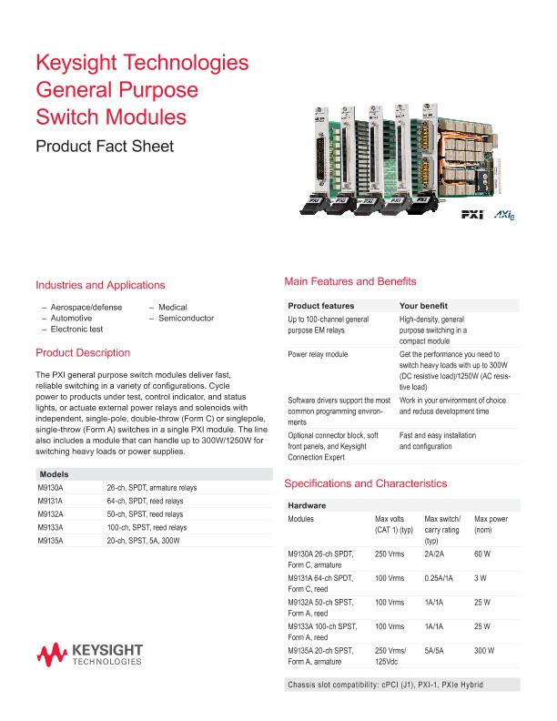 General Purpose Switch Modules PDF Asset Page | Keysight