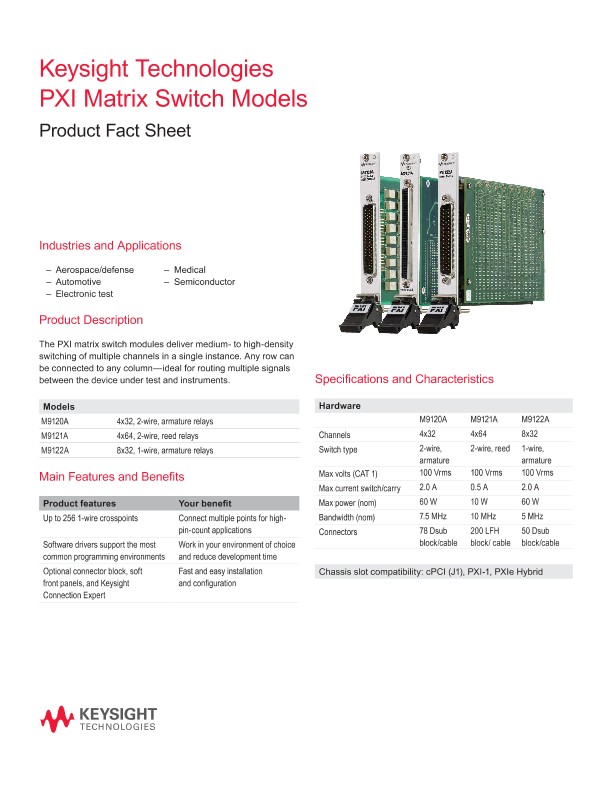 PXI Matrix Switch Modules PDF Asset Page | Keysight
