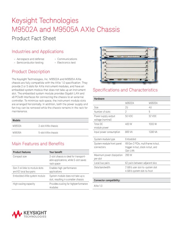 M9502A and M9505A AXIe Chassis – Product Fact Sheet PDF Asset Page ...
