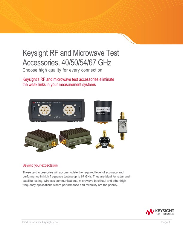 Keysight RF and Microwave Test Accessories, 40/50/54/67 GHz PDF Asset ...