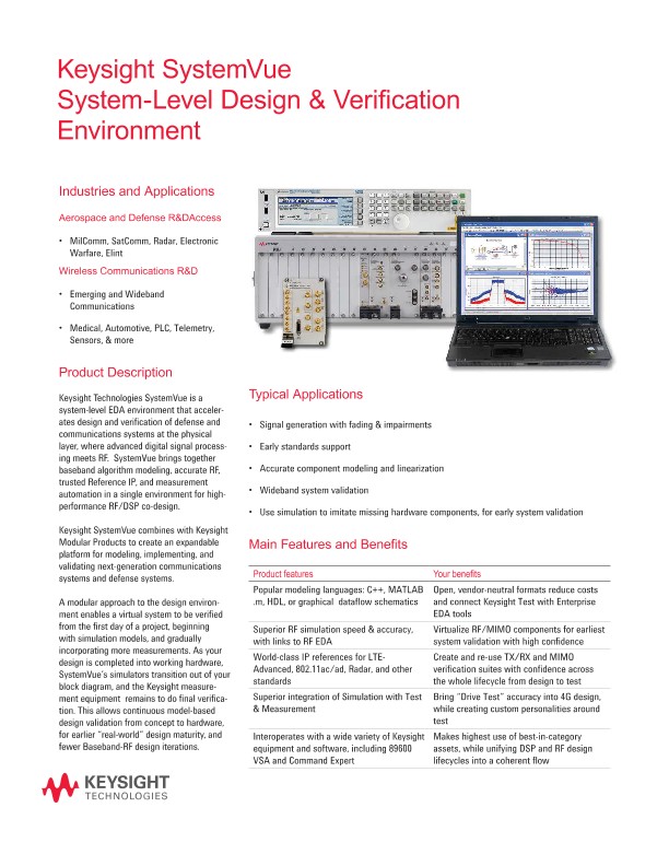 SystemVue - System Level Design & Verification Environment PDF Asset ...