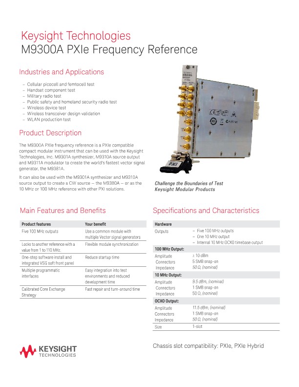 M9300A PXIe Frequency Reference PDF Asset Page | Keysight