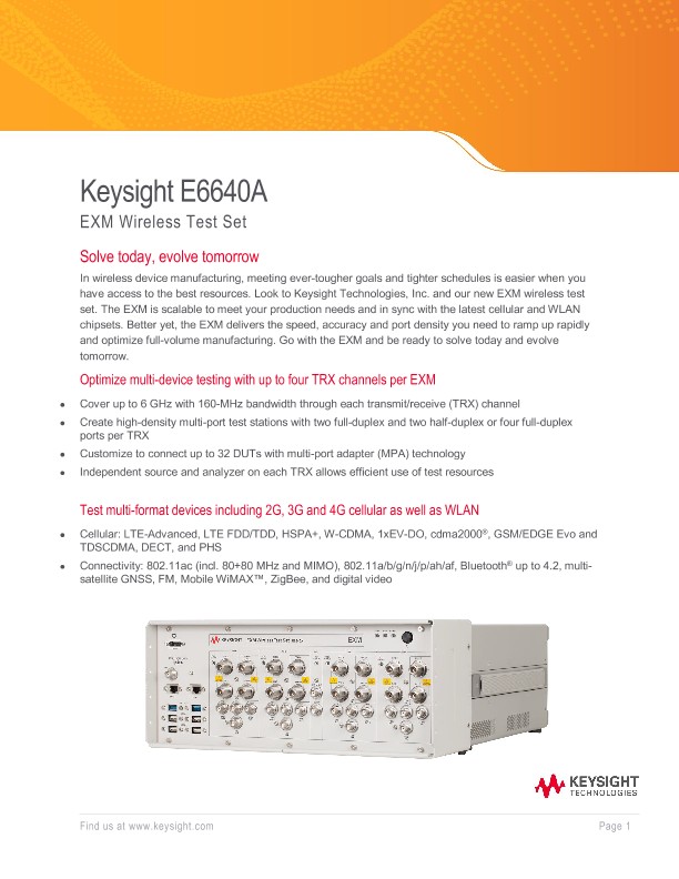 E6640A EXM Wireless Test Set PDF Asset Page | Keysight