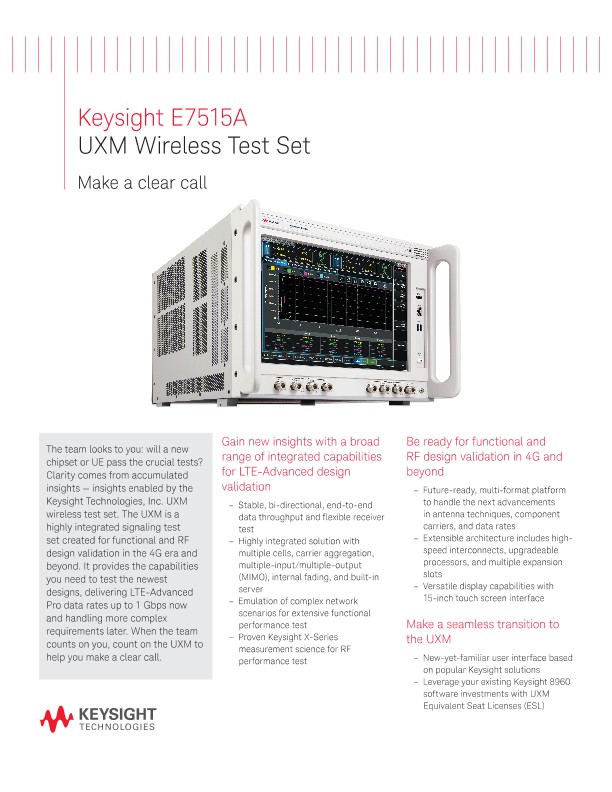 E7515A UXM Wireless Test Set PDF Asset Page | Keysight