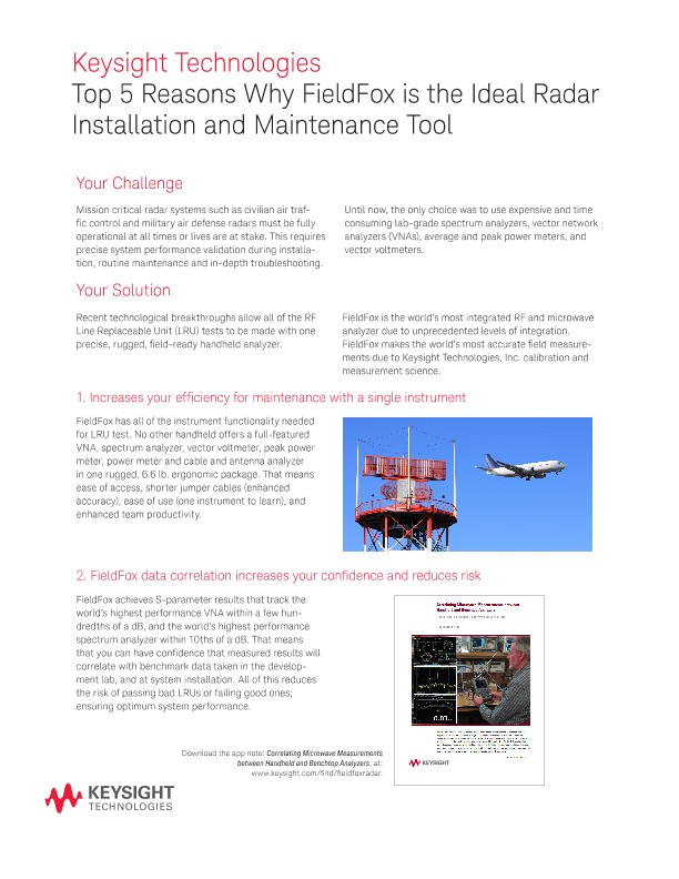Top 5 Reasons Why FieldFox is the Ideal Radar Installation and ...