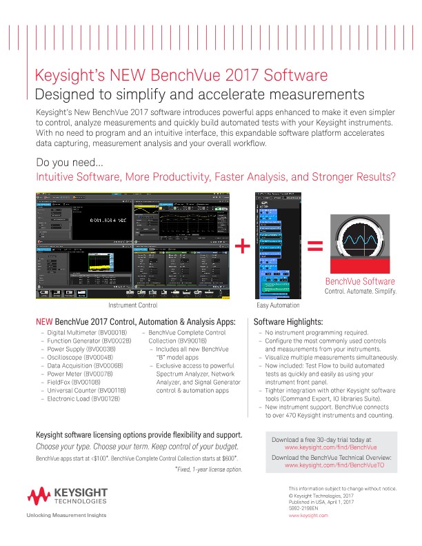 NEW BenchVue 2017 Software PDF Asset Page | Keysight
