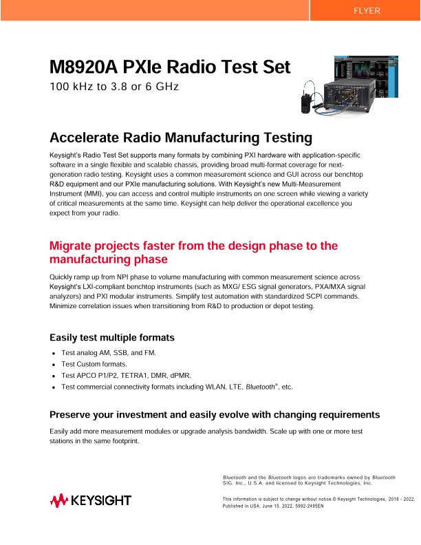M8920A PXIe Radio Test Set 100 kHz to 3.8 or 6 GHz PDF Asset Page ...