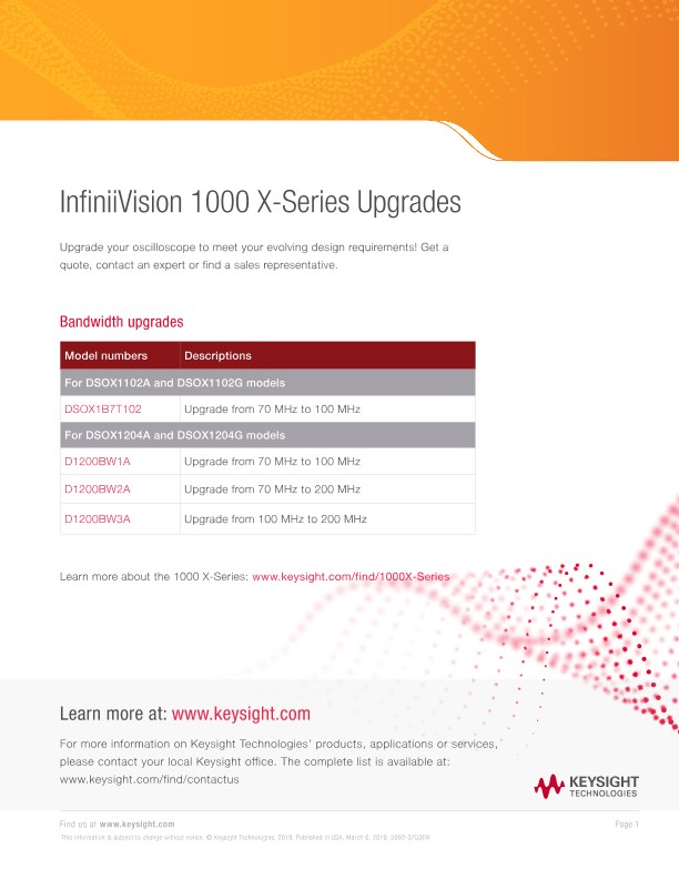 InfiniiVision 1000 X-Series Upgrades PDF Asset Page | Keysight