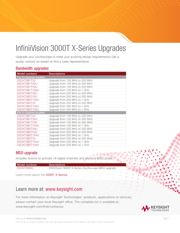 InfiniiVision 3000T X-Series Upgrades PDF Asset Page | Keysight