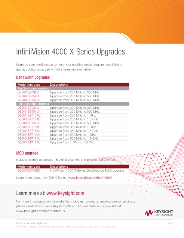 InfiniiVision 4000 X-Series Upgrades PDF Asset Page | Keysight