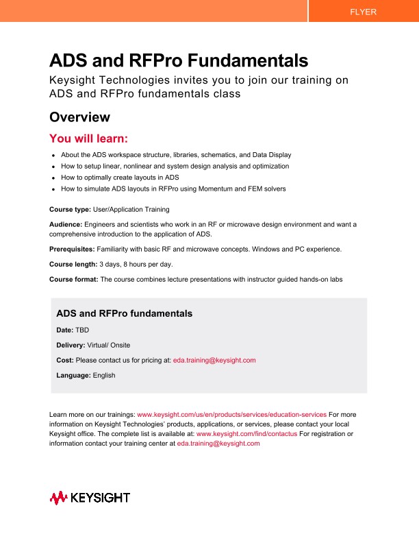 ADS and RFPro Fundamentals PDF Asset Page | Keysight