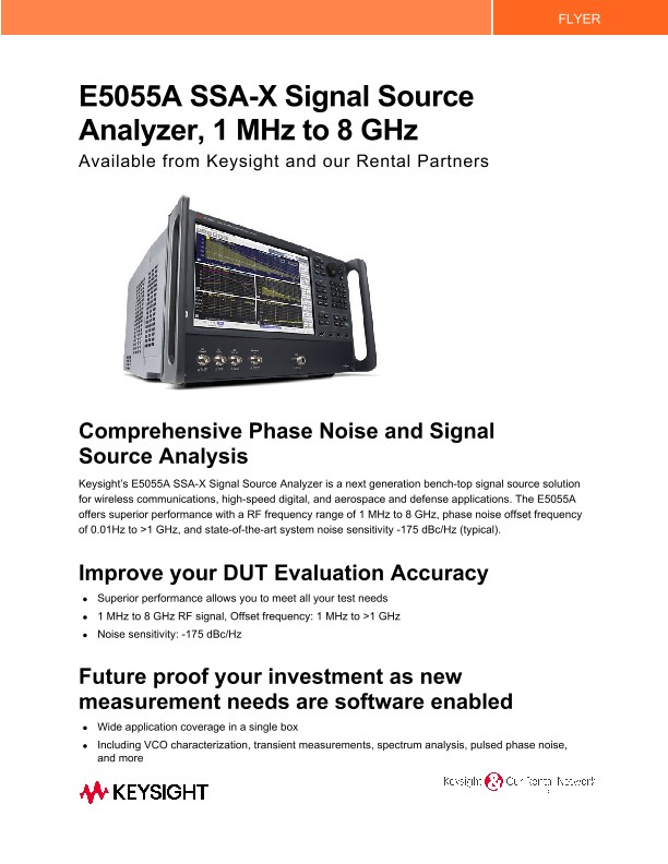 E5055A SSA-X Signal Source Analyzer 1 MHz to 8 GHz, Available from ...