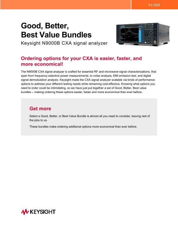 Good, Better, Best Value Bundles Keysight N9000B CXA Signal Analyzer ...
