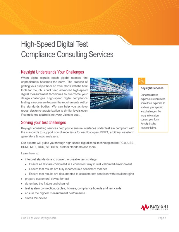 High-Speed Digital Test Compliance Consulting Services PDF Asset Page ...