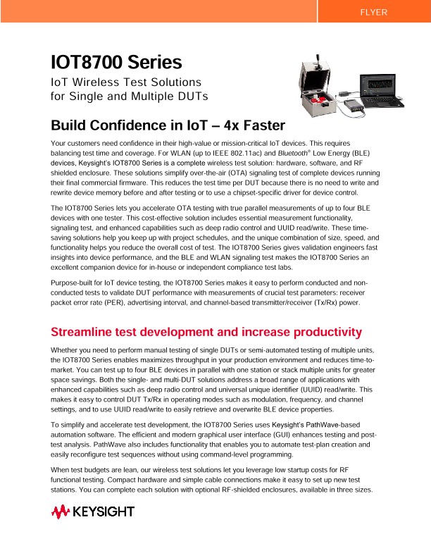 IOT8700 Series IoT Wireless Test Solutions for Single and Multiple DUTs ...