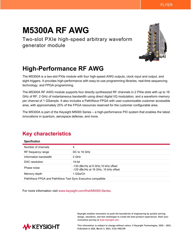 M5300A RF AWG PDF Asset Page | Keysight