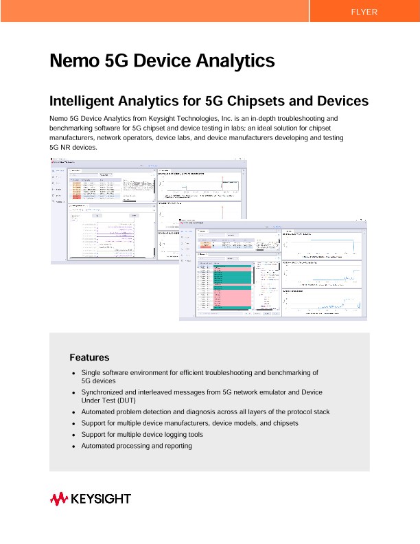 Nemo 5G Device Analytics PDF Asset Page | Keysight