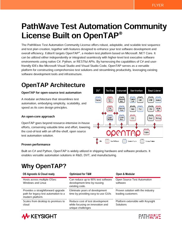 PathWave Test Automation Community License Built on OpenTAP PDF Asset ...