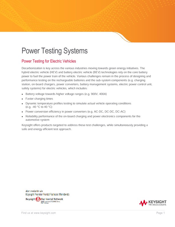 Power Testing Systems PDF Asset Page | Keysight