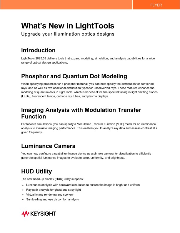 What's New in LightTools PDF Asset Page | Keysight