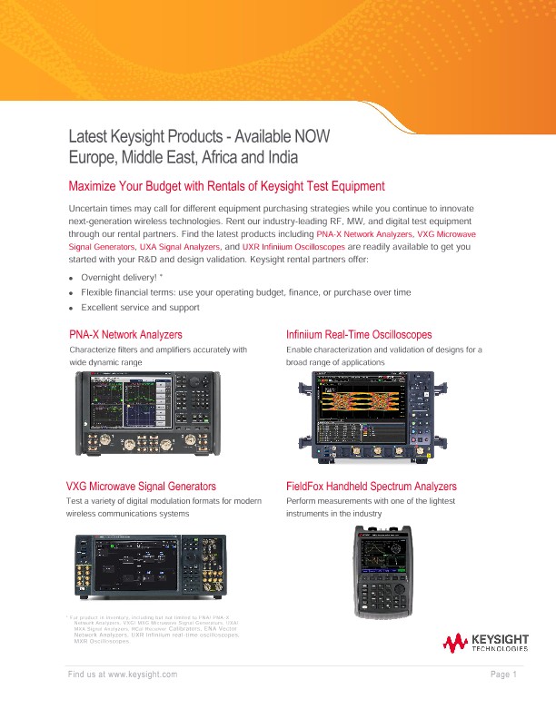 Latest Keysight Products - Available NOW Europe, Middle East, Africa ...