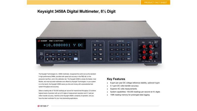 3458A Digital Multimeter, 8.5 Digit | Keysight