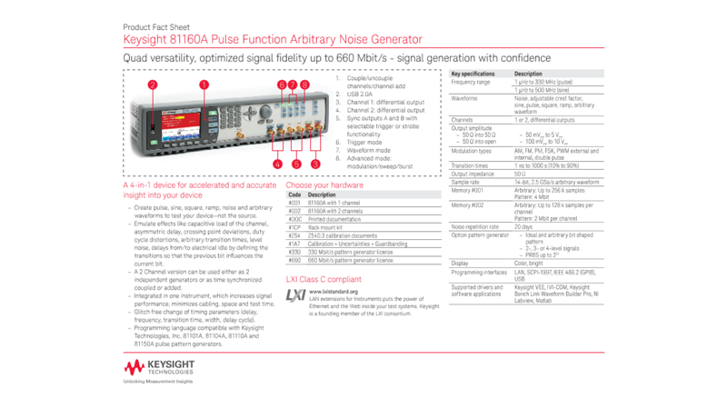 81160A Pulse Function Arbitrary Noise Generator | Keysight