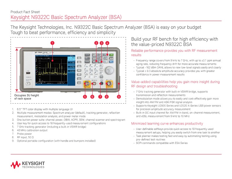 Distributor Blank: N9322C Basic Spectrum Analyzer (BSA) PDF Asset Page ...