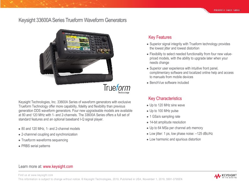 33600A Series Trueform Waveform Generators PDF Asset Page | Keysight